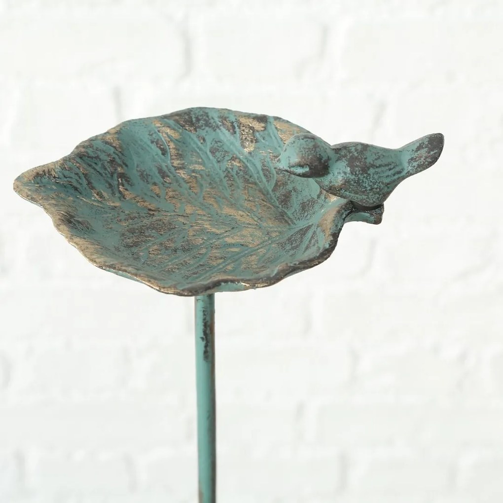 Zapichovací napajedlo pro ptáky Karla Leaf, 98x20x14 cm, litina, zelená