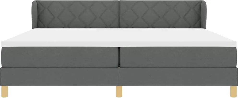 Postel s boxspringem s čelo Tmavě šedá 200 x 200 cm textil 3340298