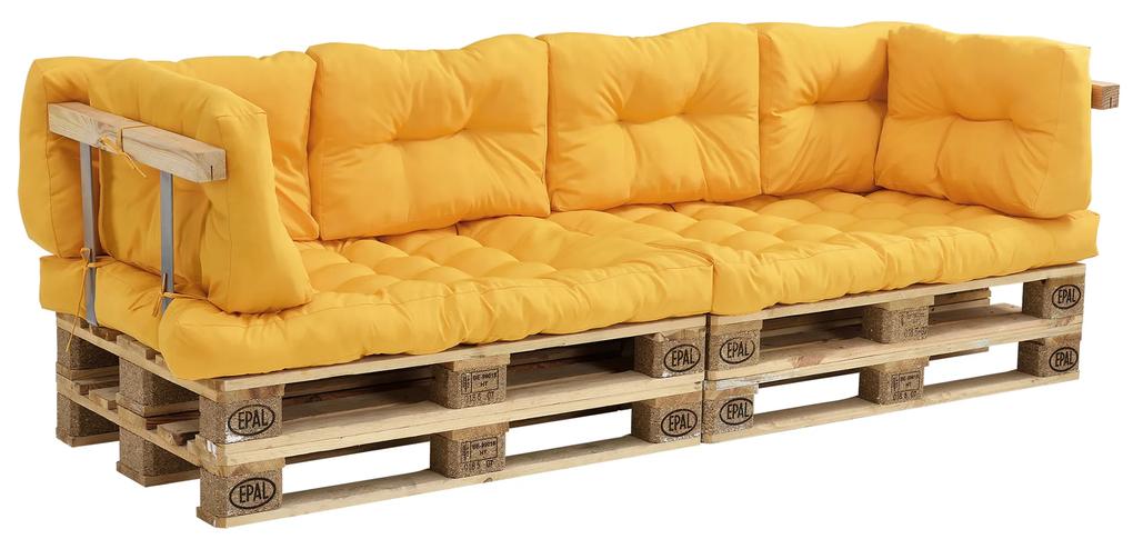 [en.casa]® Paletový nábytek - kompletní sada - horčicově žlutá - model G