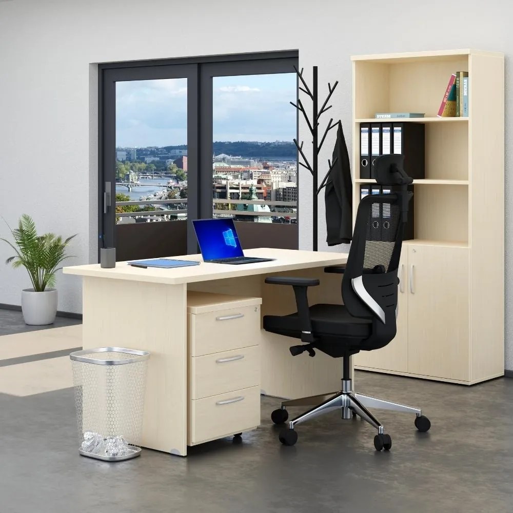 Sestava kancelářského nábytku Visio 2, 140 cm, javor