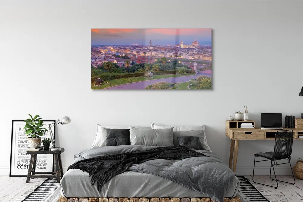 akrylový obraz řeka Itálie Panorama 140x70 cm