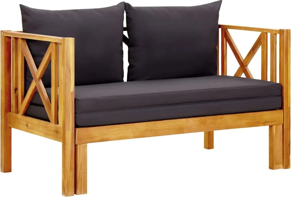 2místná zahradní lavice s poduškami 122 cm masivní akácie 310308
