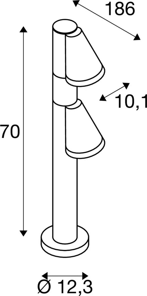 LA 1008017 T-TUBE 70 POLE venkovní stojací lampa, GU10, dvojitá, IP65, max. 10 W, černá - BIG WHITE (SLV)