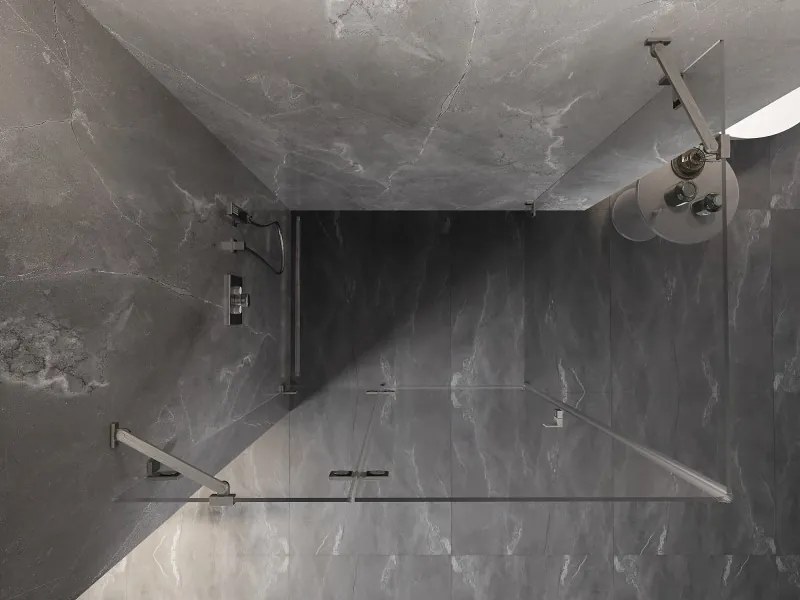 Mexen Lunar, výklopný sprchový kout levý 90 x 80 cm, 8mm čiré sklo, ocelový profil, 834-090-080-97-00-L