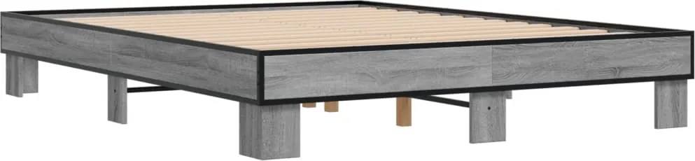 Rám postele šedý sonoma 150 x 200 cm kompozitní dřevo a kov 3280235