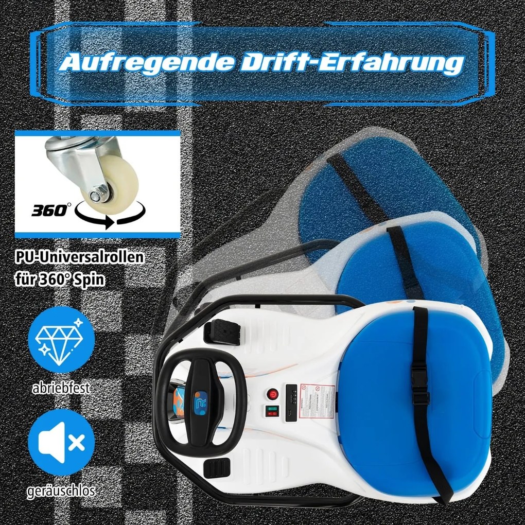 Costway Elektrická motokára pro děti 24 V driftovací auto pro děti s 360° rotací