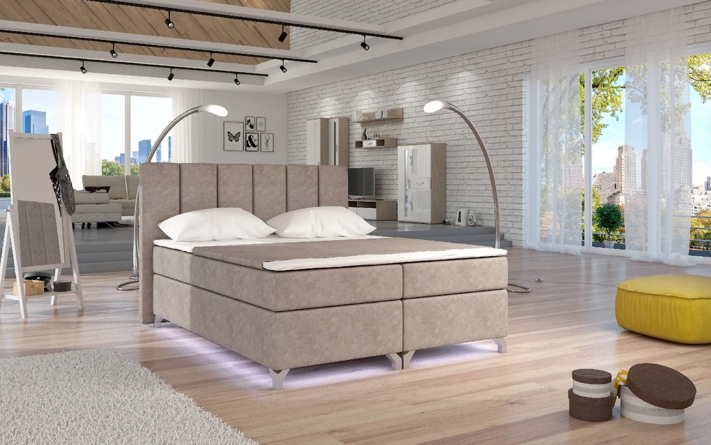 Boxspring Basilio 160x200 s LED podsvícením Materiál / Dekor: Soft 17