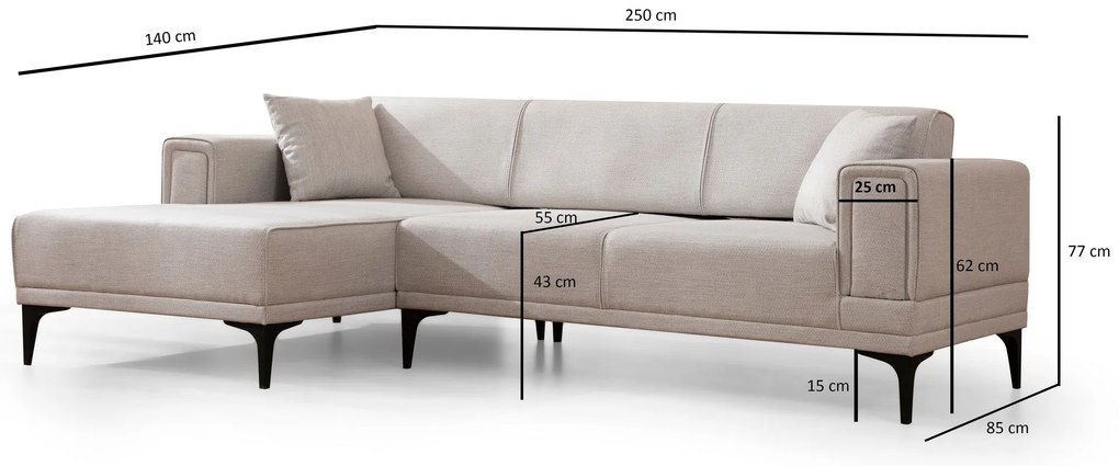 Hanah Home Rohová pohovka HORIZON krémová levá