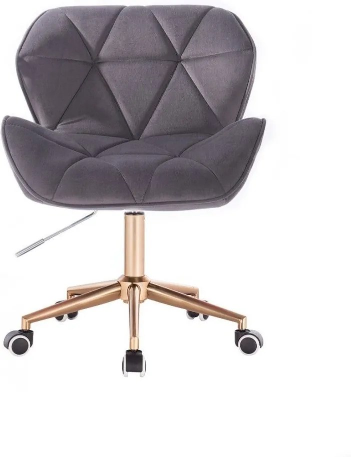 LuxuryForm DESIGN Otočná židle MILANO VELUR na zlaté podstavě s kolečky - tmavě šedá