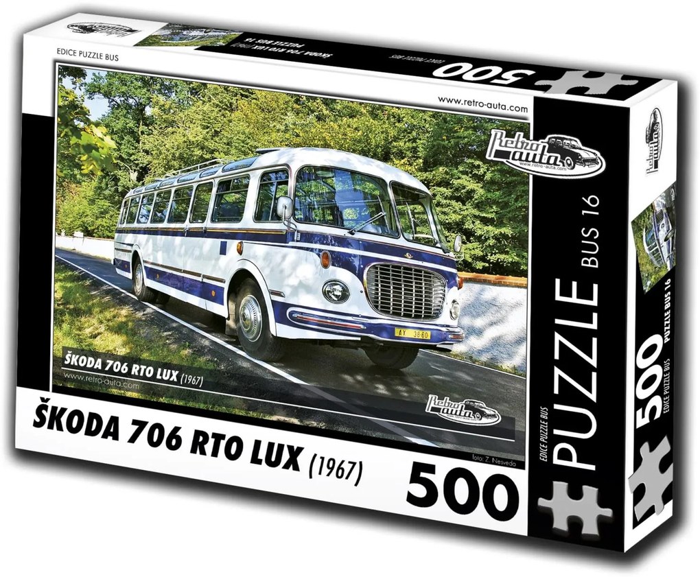 Puzzle retro-auta puzzle bus č. 16 škoda 706 rto lux (1967) 500 dílků