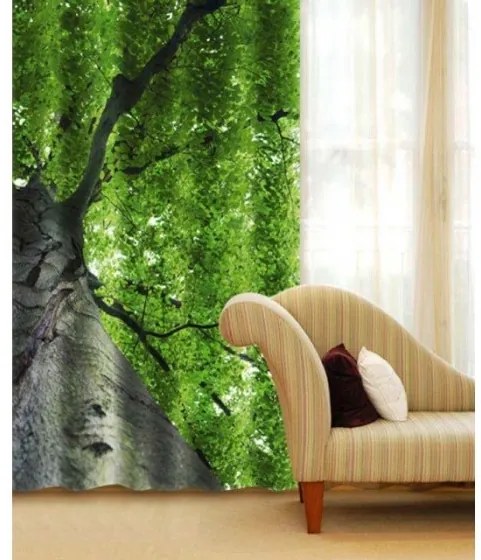 DIMEX | Hotové závěsy - kusový fotozávěs Koruna stromu CU-140-010 | zelená, šedá | 140 x 245 cm