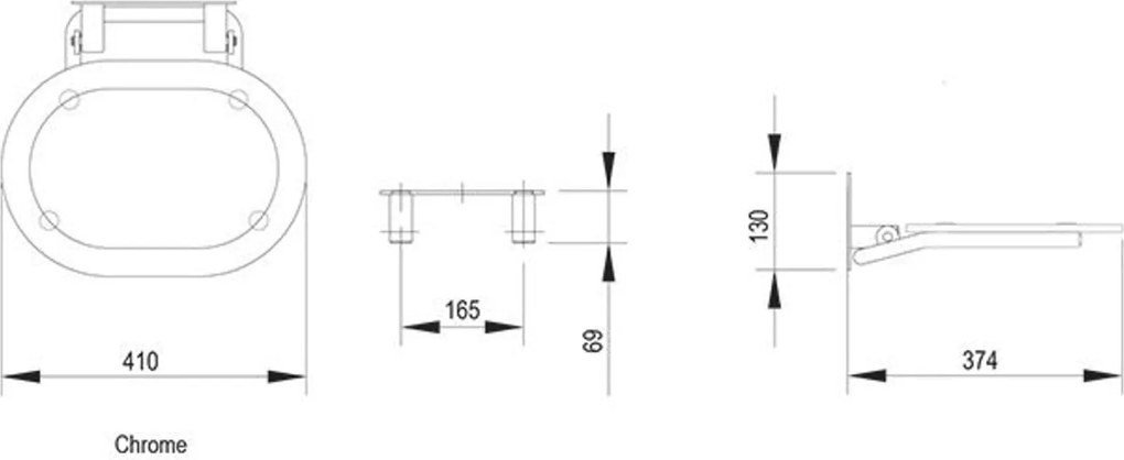 Ravak Ovo Chrome - Sprchové sedátko 41x38 cm, nerez/bílá B8F0000029