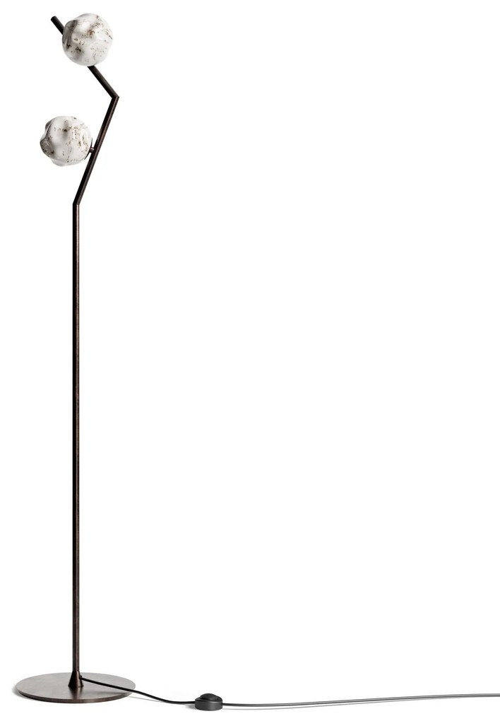Il Fanale Stone, stojací lampa sklo/tmavá mosaz 2xE14 max 10W, výška 170cm