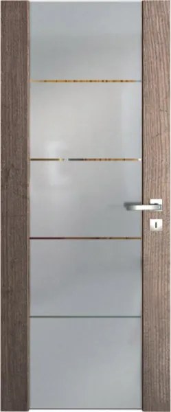 Interiérové dveře vasco doors VENTURA SATINATO kombinované sklo s pruhy Průchozí rozměr: 70 x 197 cm, Orientace dveří: Levé dveře, Dekor: Bílá