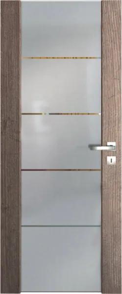 Interiérové dveře vasco doors VENTURA SATINATO kombinované sklo s pruhy Průchozí rozměr: 70 x 197 cm, Orientace dveří: Levé dveře, Dekor: Dub kartáčovaný
