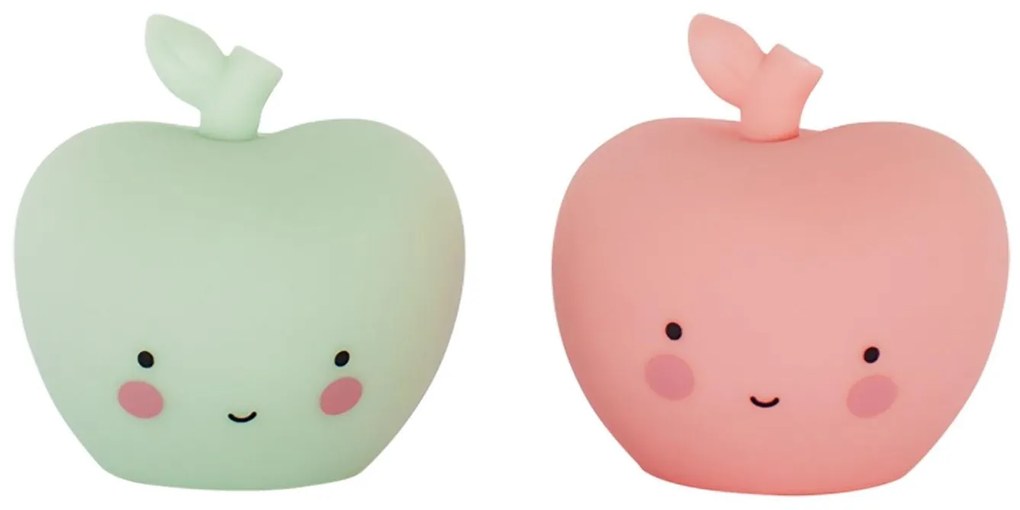 A Little Lovely Company Mini plastová figurka Apple - 2 ks, růžová barva, zelená barva, plast