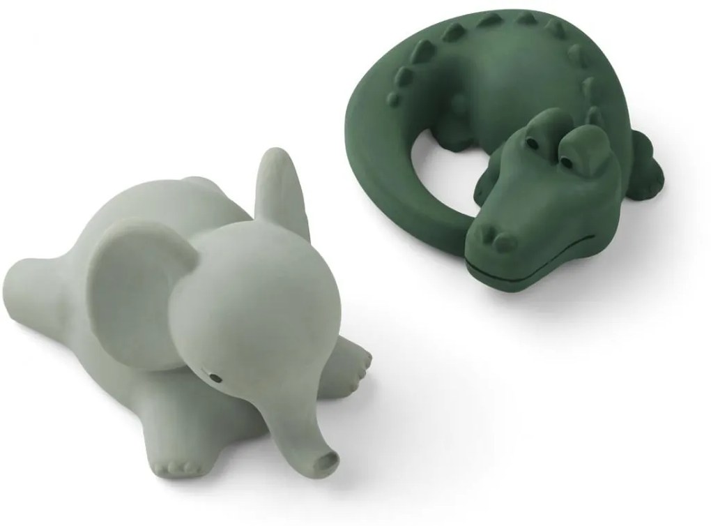 LIEWOOD Hračky do vany z přírodního kaučuku Safari Green, zelená barva, šedá barva, plast