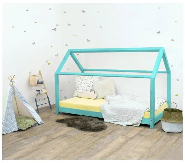 Tyrkysová dětská postel bez bočnic ze smrkového dřeva Benlemi Tery, 120 x 180 cm