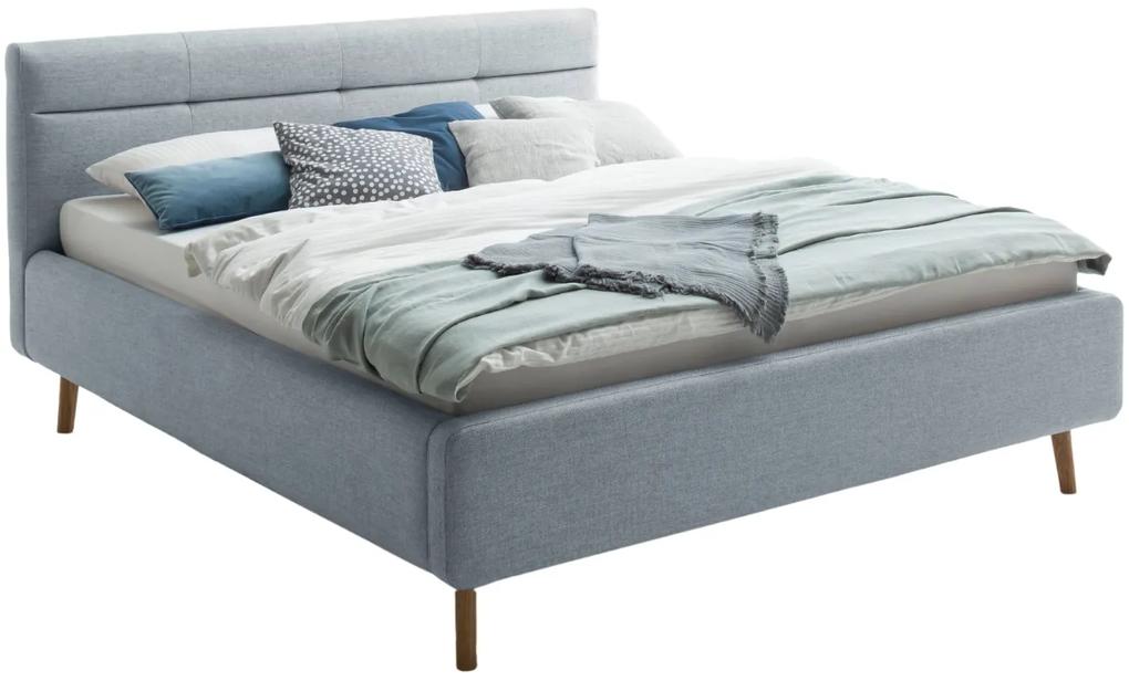OnaDnes -20% Šedo modrá dvoulůžková postel Meise Möbel Lotte 180 x 200 cm s úložným prostorem
