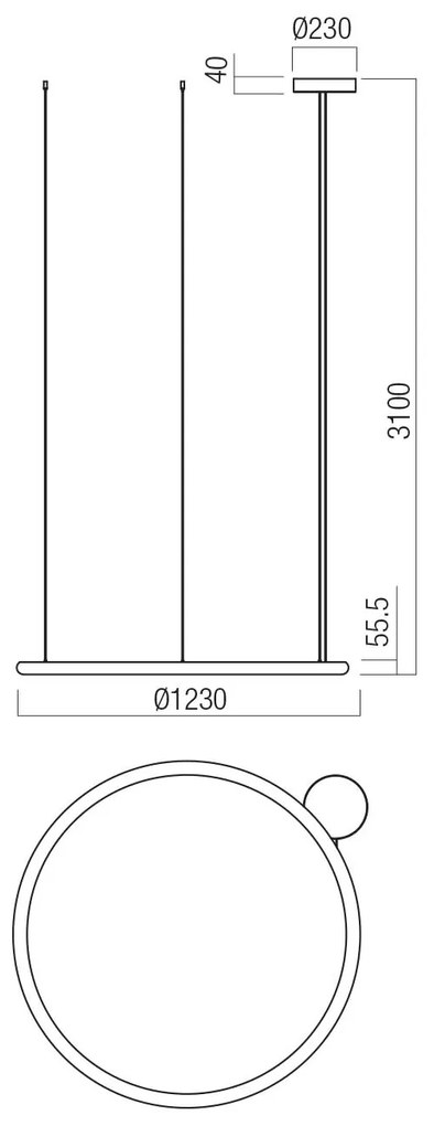 Světla a lustry REDO GROUP Redo HALLEY LED kruhové světlo 60W/123 cm/CCT 2700K/3000K/4000K