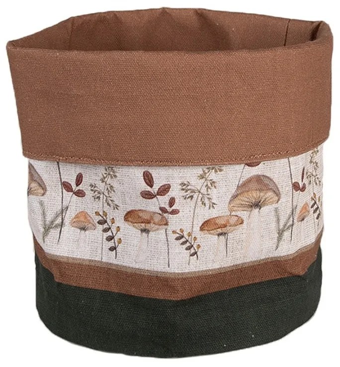 Béžový bavlněný košík na pečivo s houbičkami Little Forest Jewels - Ø 15*16 cm