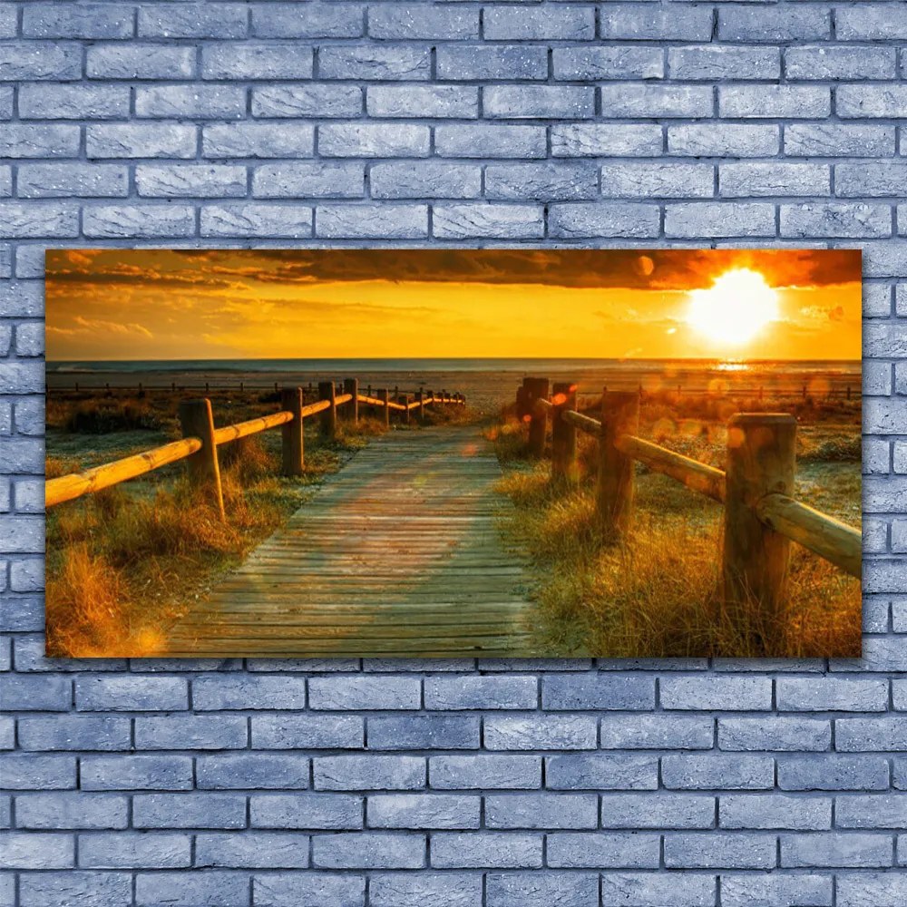 akrylový obraz Západ Slunce Architektura 120x60 cm