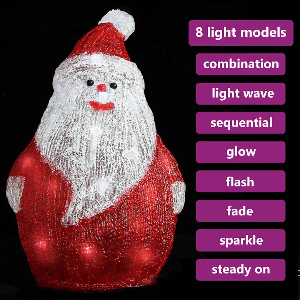 Vánoční akrylový Santa s LED vnitřní i venkovní 28 cm 328786