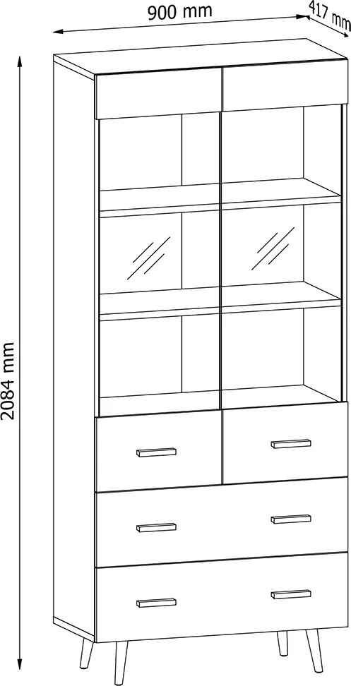 Obývací stěna se skříní BRILLO | 320 cm + 90 cm | bílá/šedá lesk/dub artisan