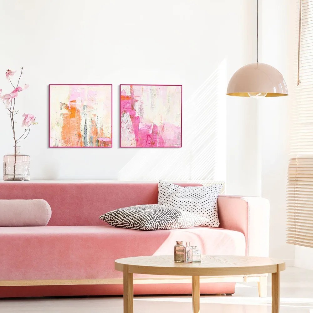 Tištěné/s ručně malovanými prvky obrazy v sadě 2 ks s rámem/na plátně 41,5x41,5 cm New Age Pink – Malerifabrikken