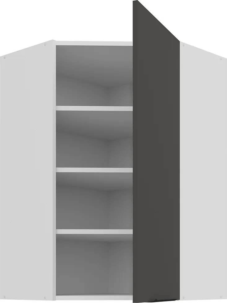 ARIA po | horní kuchyňská skříňka 60x60 GN-90 1F (45°) rohová s policemi | 60x60 cm | VYSOKÁ | bílá/šedá grafit
