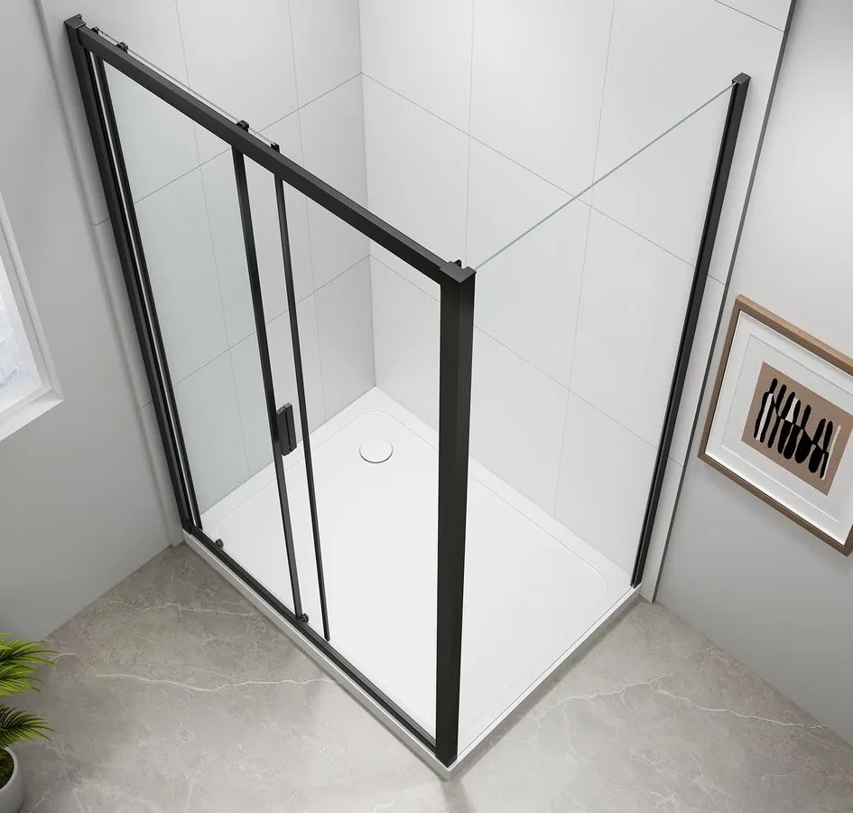 Polysan Easy Black sprchový kout obdélníkový 100 x 70 x 190 cm posuvné černá čiré sklo EL1015B-01