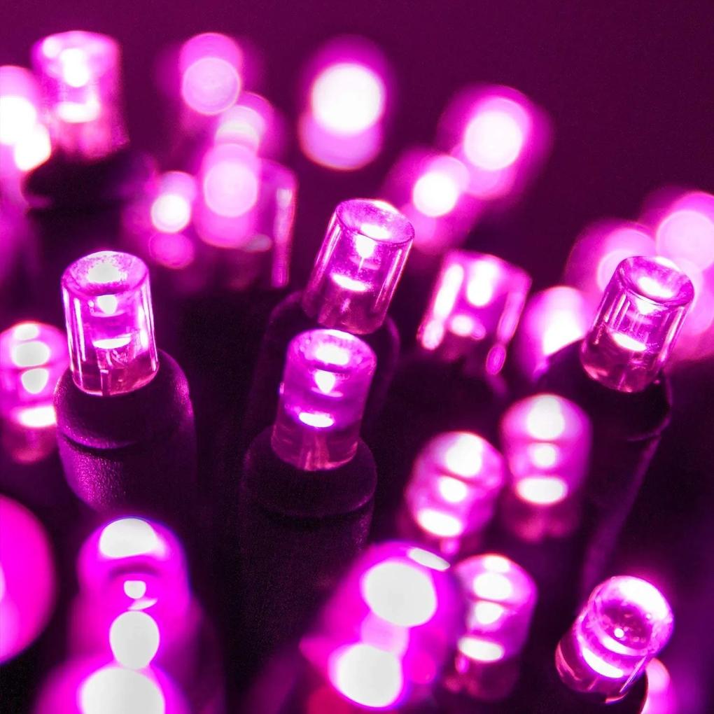 Vnitřní LED vánoční řetěz - růžová, 10m, 100 LED
