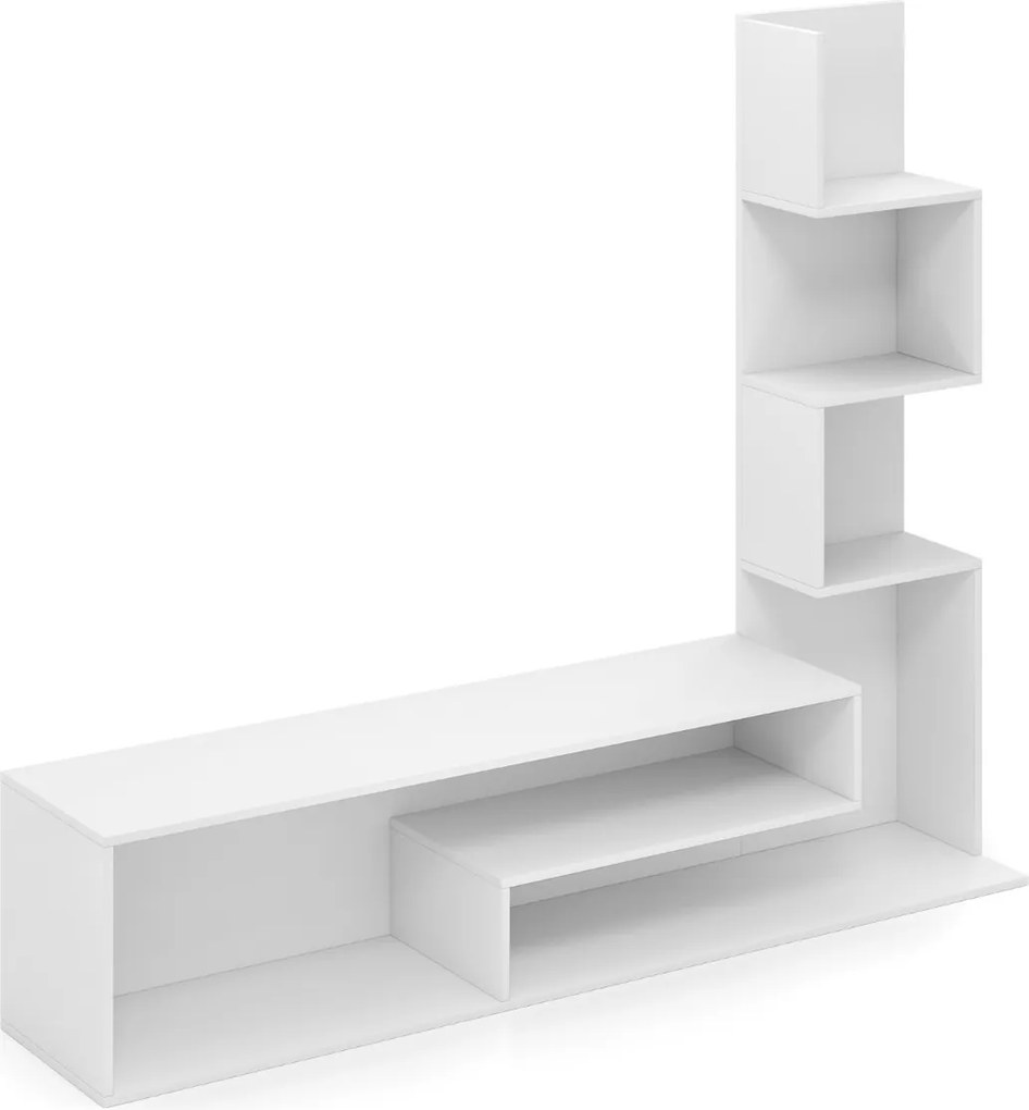 Costway TV skříňka dřevěný TV stolek s policí pro TV do 50", bílý