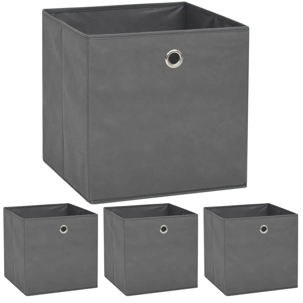 Úložné boxy 4 ks netkaná textilie 32 x 32 x 32 cm šedé 245747