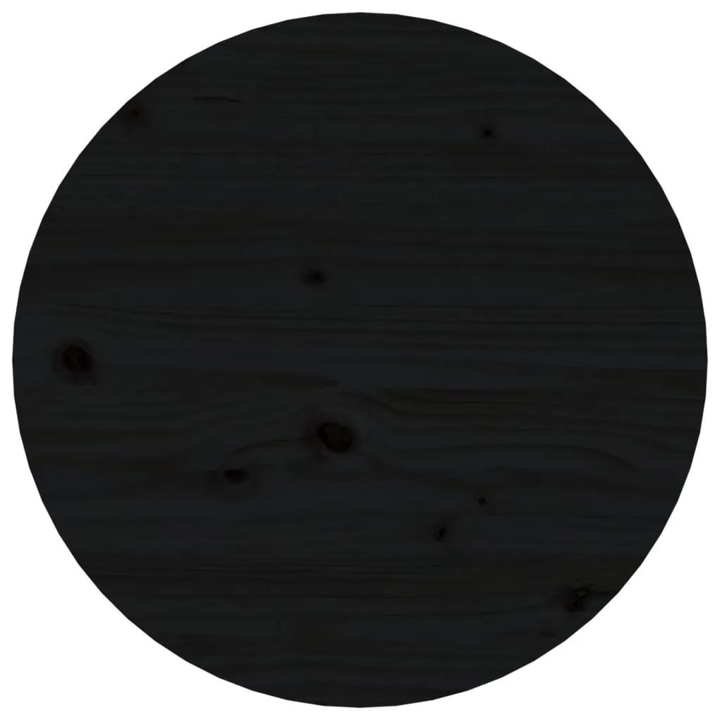 Konferenční stolek černý Ø 45 x 40 cm masivní borové dřevo - Default Title