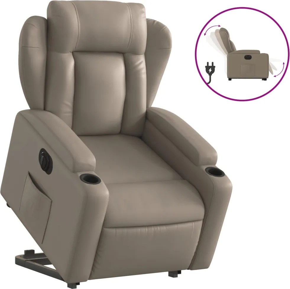 Elektrické zvedací polohovací křeslo cappuccino umělá kůže 3204564