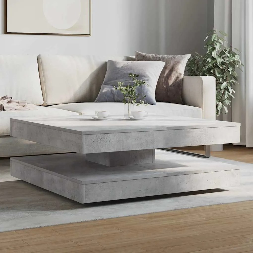 Konferenční stolek otočný o 360º betonově šedý 90x90x34,5 cm 3321354
