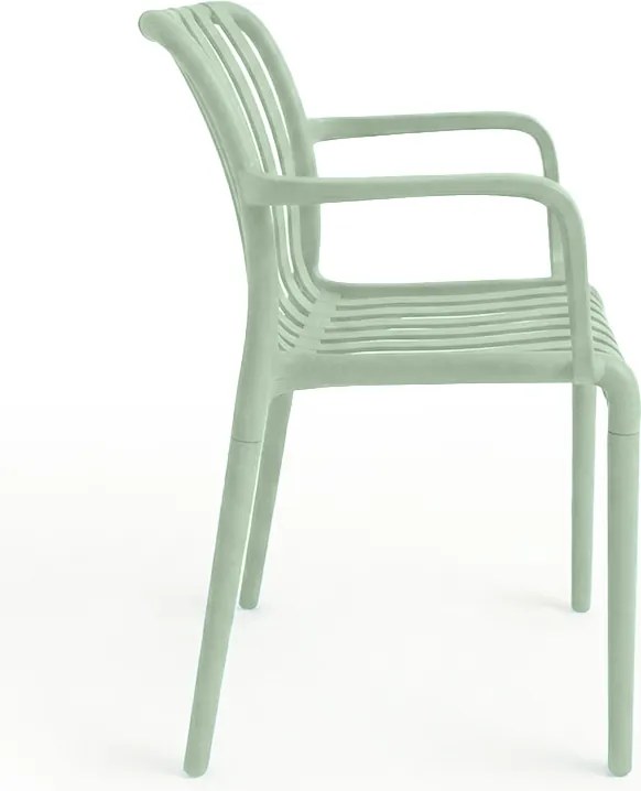 Zahradní set TREGO ISLAND - 4 židle s područkami a kulatý stůl ø 90 cm, zelená