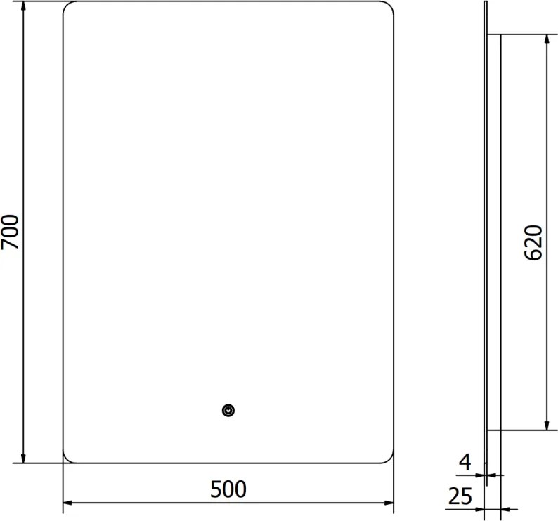 Mexen Sun, LED koupelnové zrcadlo s podsvícením 50 x 70 cm, 6000K, ochrana proti zamlžování, 9807-050-070-611-00