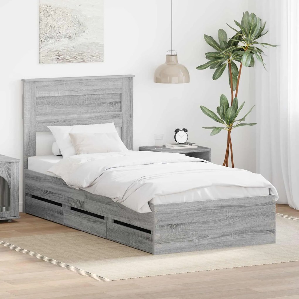 Rám postele s čelo Šedá Sonoma 75 x 190 cm Inženýrské dřevo 3409887