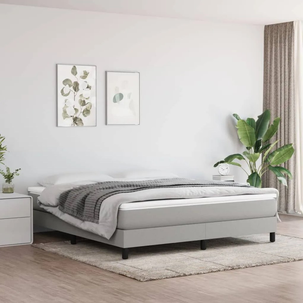 Rám postele s boxspringem světle šedý 180 x 200 cm textil 3120532