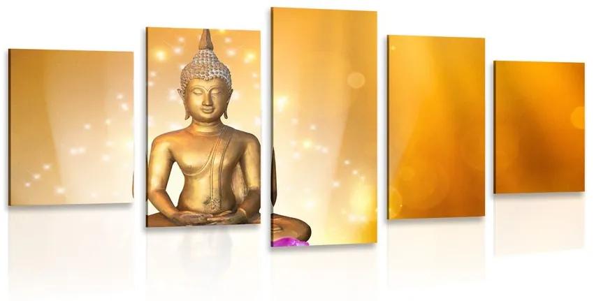 5-dílný obraz socha Buddhy na lotosovém květu Varianta: 100x50