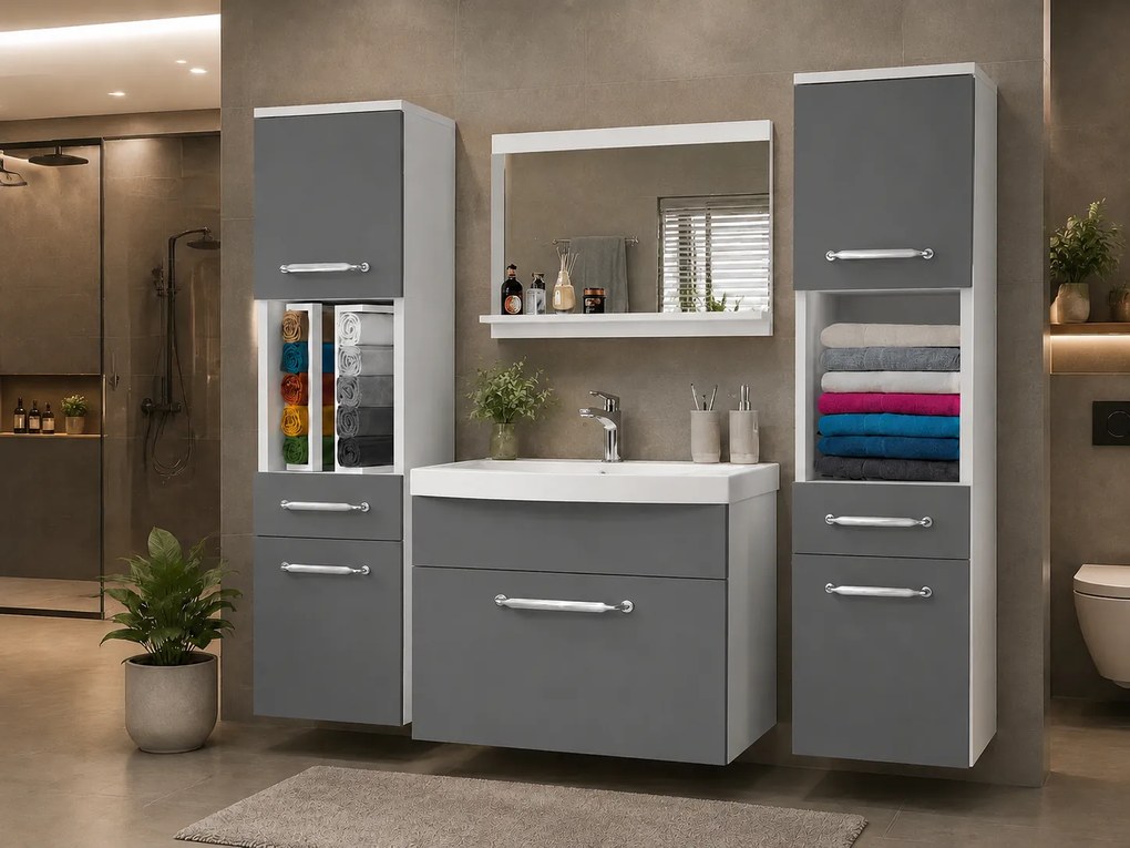 Koupelnový nábytek skříňky s umyvadlem a zrcadlem šedá antracit grafit ROD PRIMO M 6/0/W/SR/0/ZINC