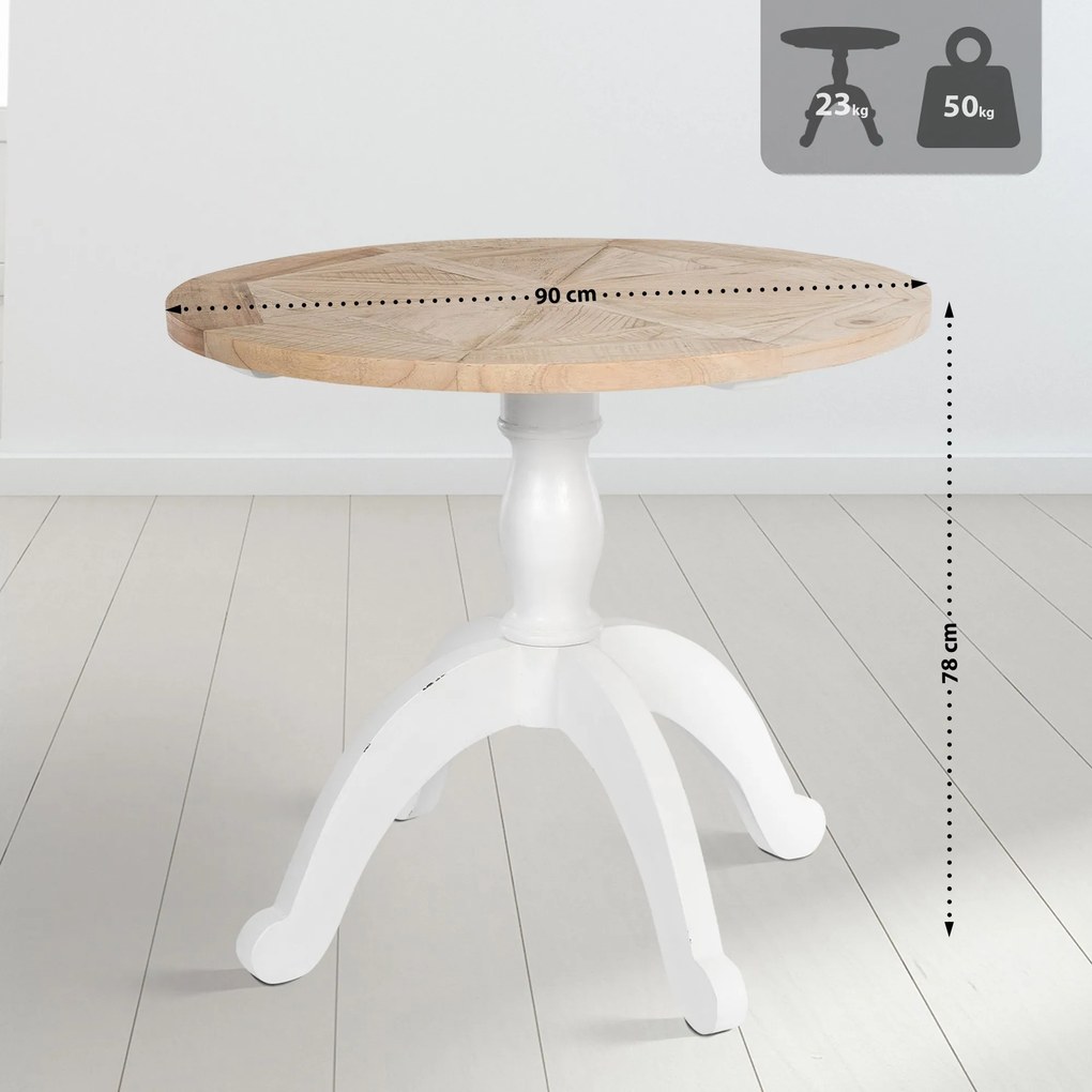 Jídelní stůl Roswell 90 cm – přírodní/bílá