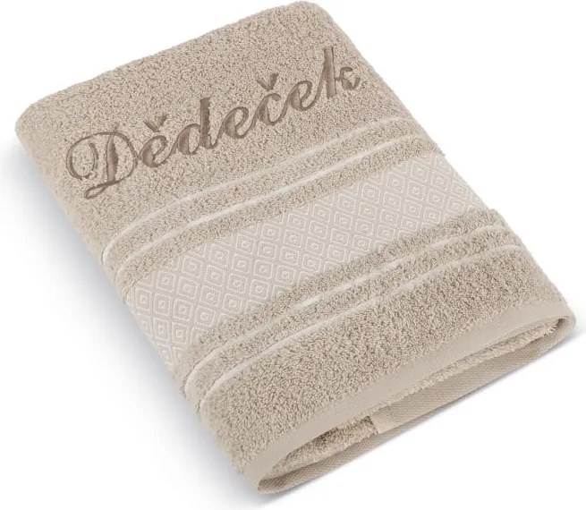 Bellatex Froté ručník mozaika se jménem DĚDEČEK Béžová 50x100 cm