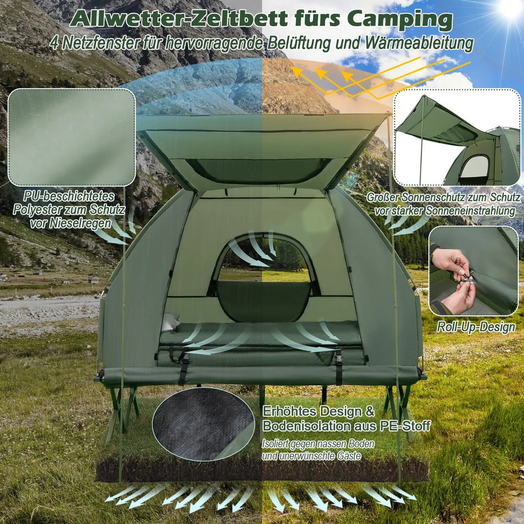 Costway 5 v 1 Camping Stan Camp Bed for 2 People Nafukovací matrace Polštář