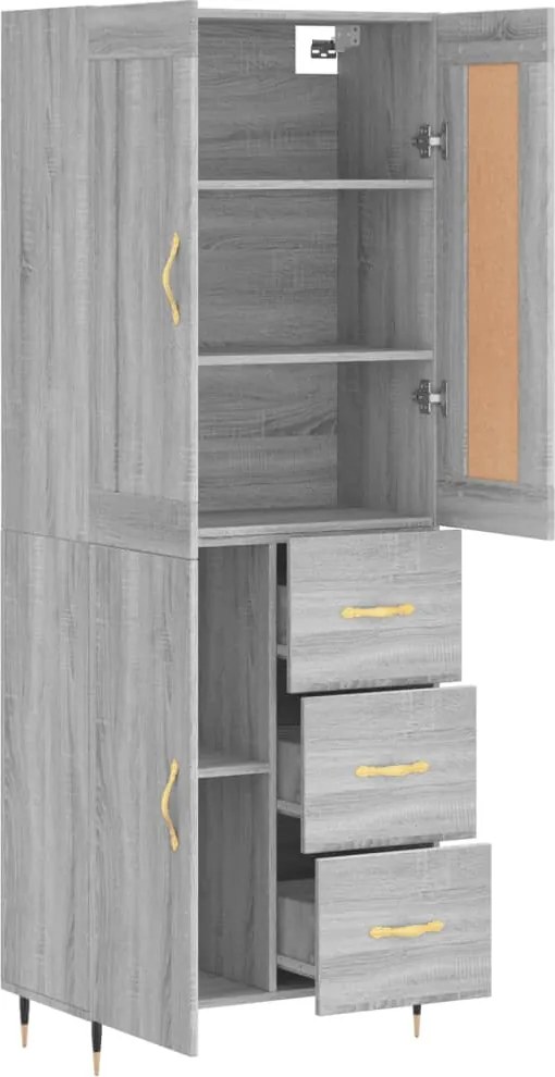 Skříň highboard šedá sonoma 69,5 x 34 x 180 cm kompozitní dřevo 3199799