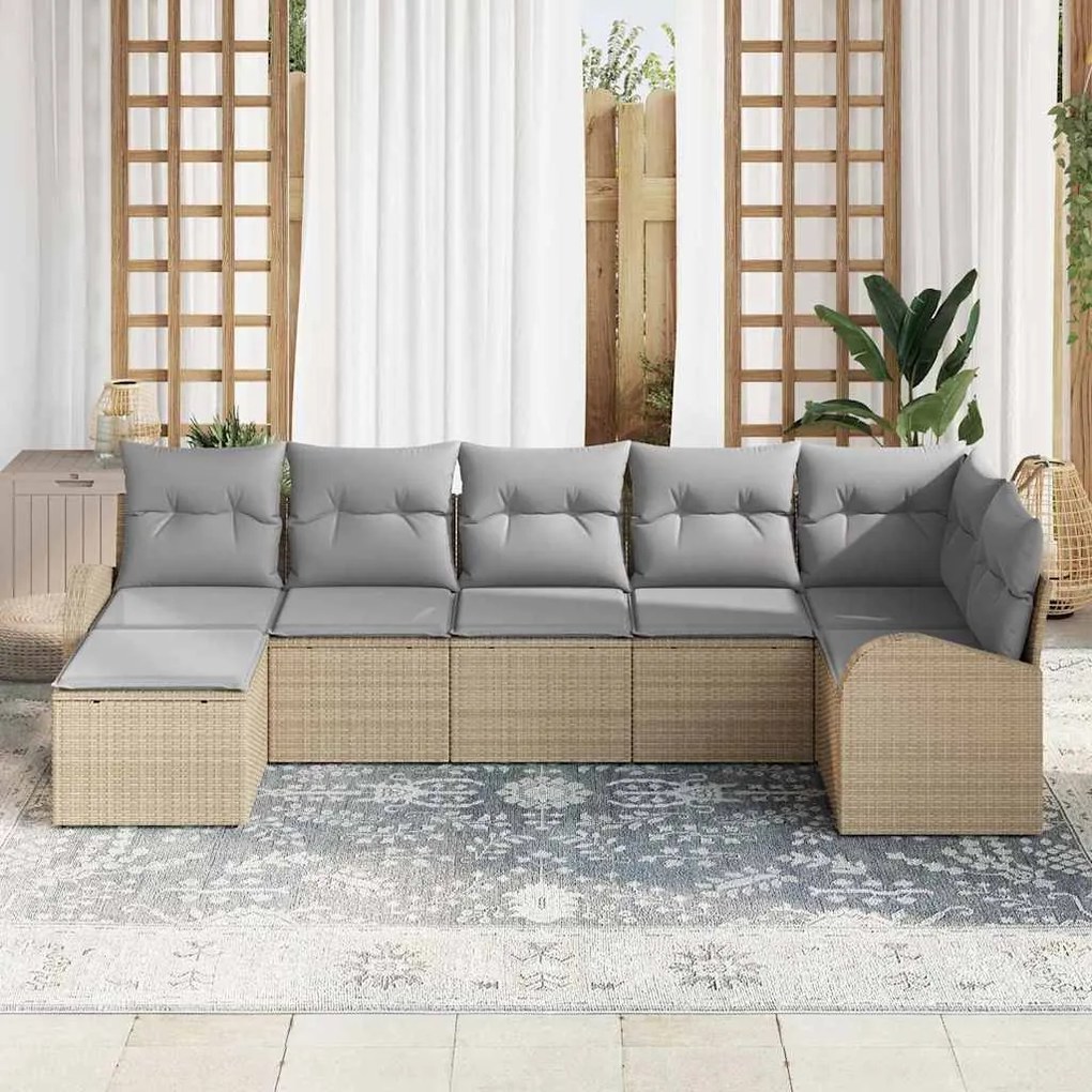 Set pohovek 7 ks Béžová polyratan 3354799