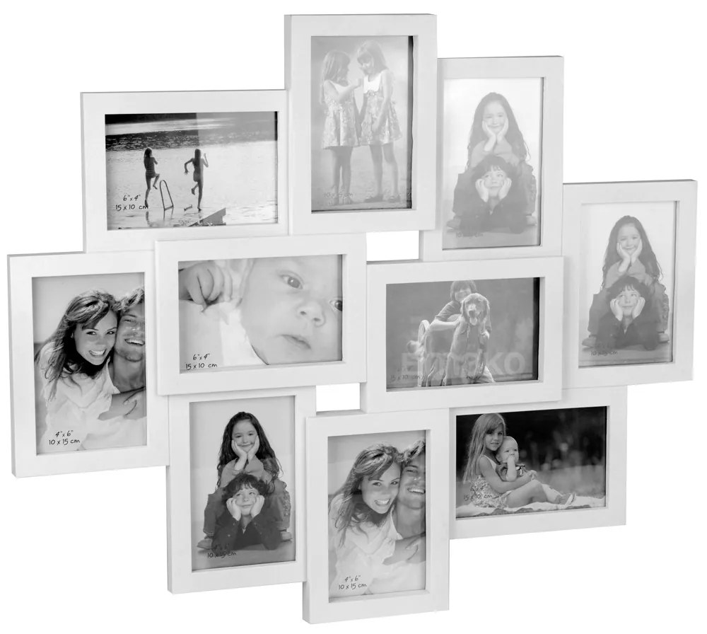 Bílý rámeček - 10 fotografií, 59x50 cm, Emako (8718158610416)