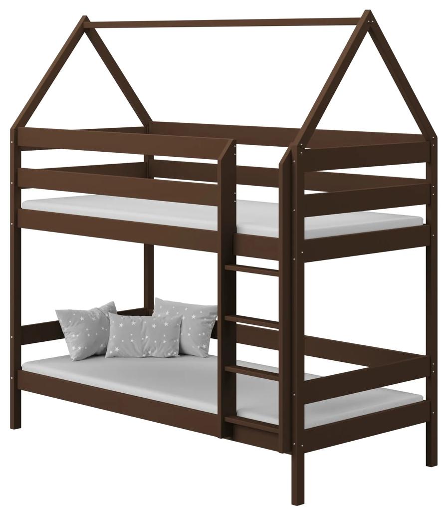 BabyBeds Dětská patrová postel DOMEČEK Velikost postele: 160x80 cm, Barva postele: Olše, Úložný prostor: Přistýlka